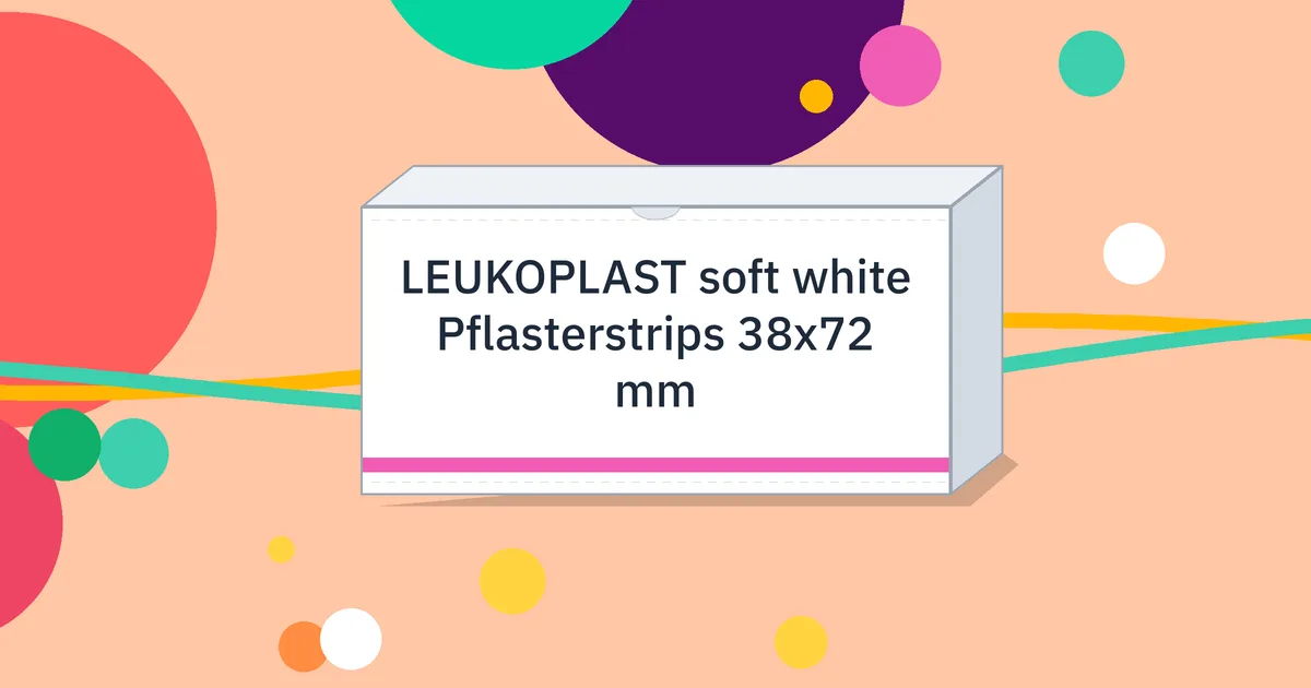 Symbolbild: Packung mit der Aufschrift LEUKOPLAST soft white Pflasterstrips 38x72 mm (PZN 14219759) – Verfügbarkeit und Bezug in Apotheken in Frankfurt am Main