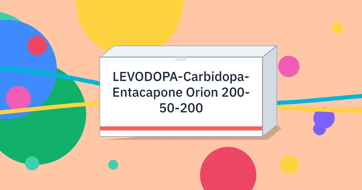 Symbolbild: Packung mit der Aufschrift LEVODOPA-Carbidopa-Entacapone Orion 200-50-200 (PZN 10018366) – Verfügbarkeit und Bezug in Apotheken in Frankfurt am Main