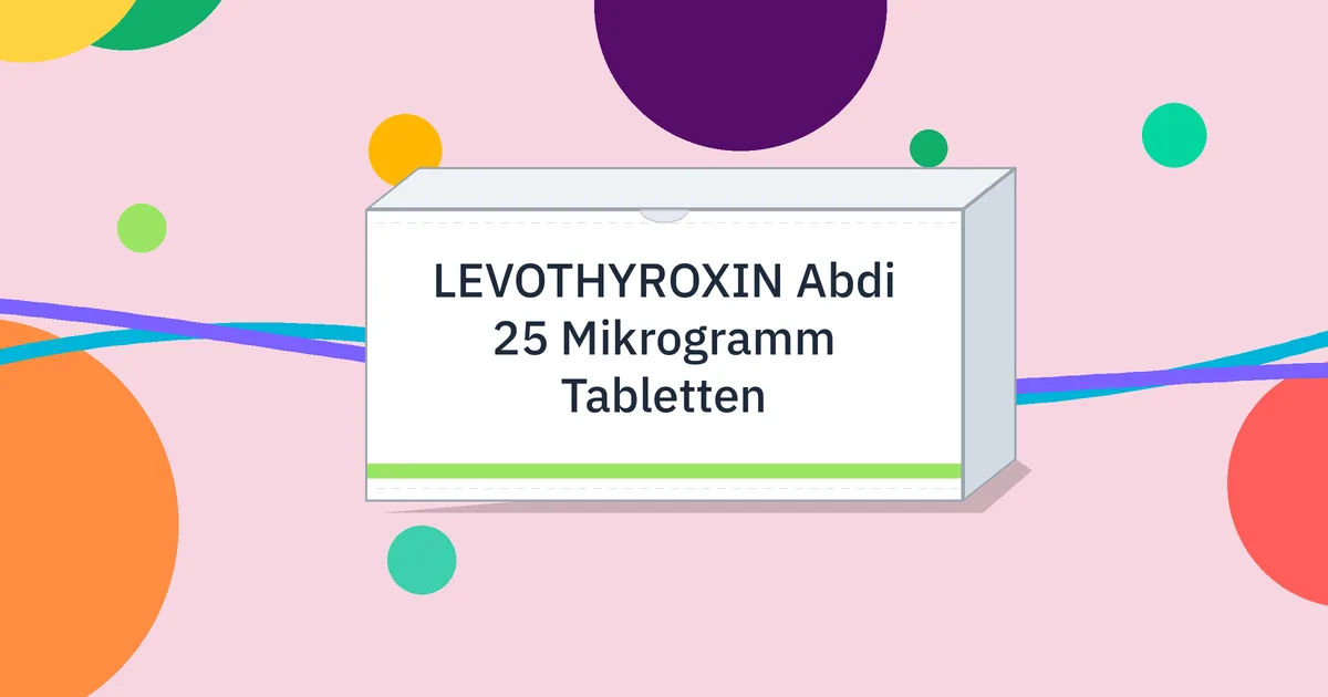 Symbolbild: Packung mit der Aufschrift LEVOTHYROXIN Abdi 25 Mikrogramm Tabletten (PZN 17888478) – Verfügbarkeit und Bezug in Apotheken in Frankfurt am Main