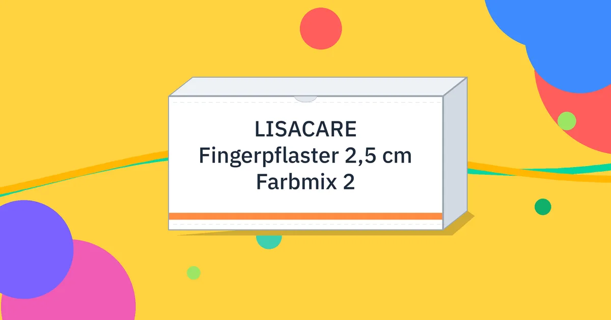 Symbolbild: Packung mit der Aufschrift LISACARE Fingerpflaster 2,5 cm Farbmix 2 (PZN 17926641) – Verfügbarkeit und Bezug in Apotheken in Frankfurt am Main
