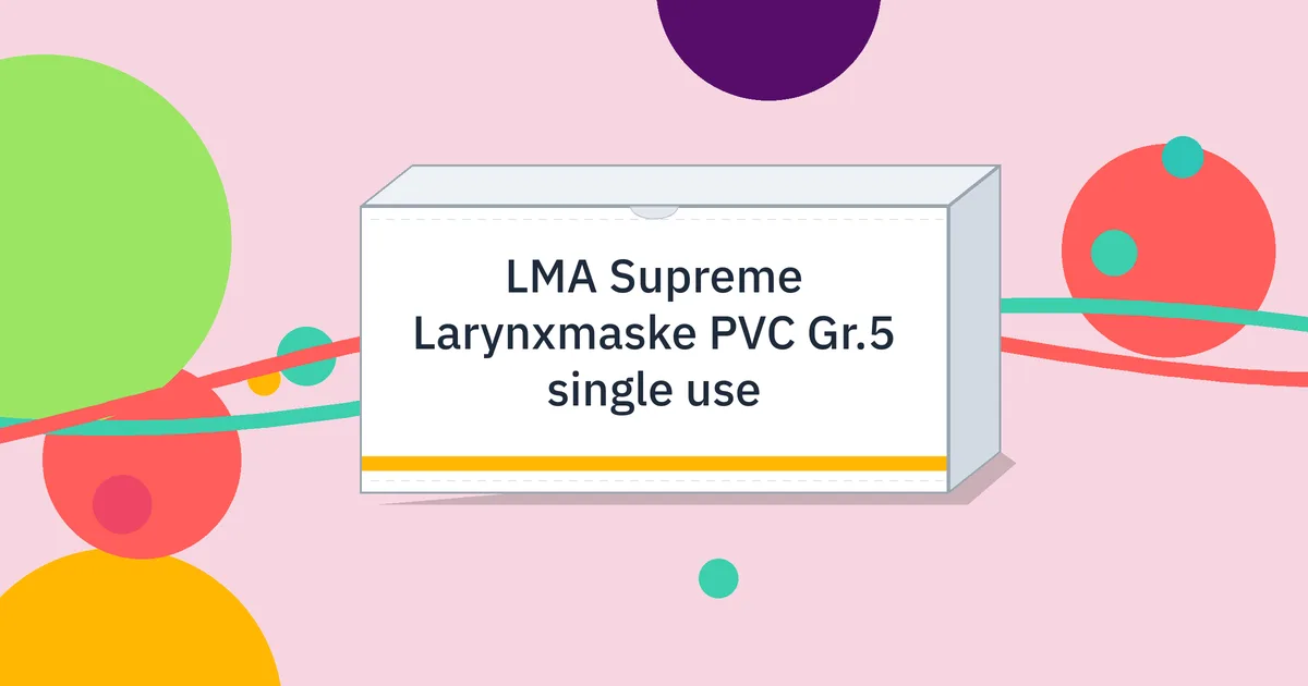 Symbolbild: Packung mit der Aufschrift LMA Supreme Larynxmaske PVC Gr.5 single use (PZN 10848949) – Verfügbarkeit und Bezug in Apotheken in Frankfurt am Main