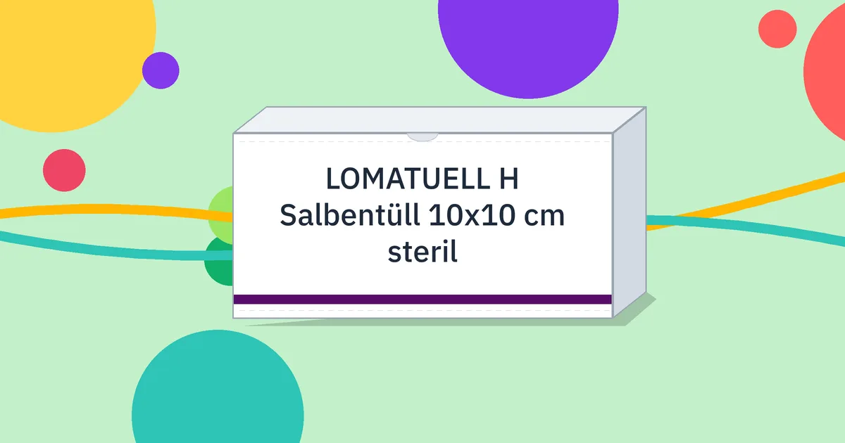 Symbolbild: Packung mit der Aufschrift LOMATUELL H Salbentüll 10x10 cm steril (PZN 20276425) – Verfügbarkeit und Bezug in Apotheken in Frankfurt am Main