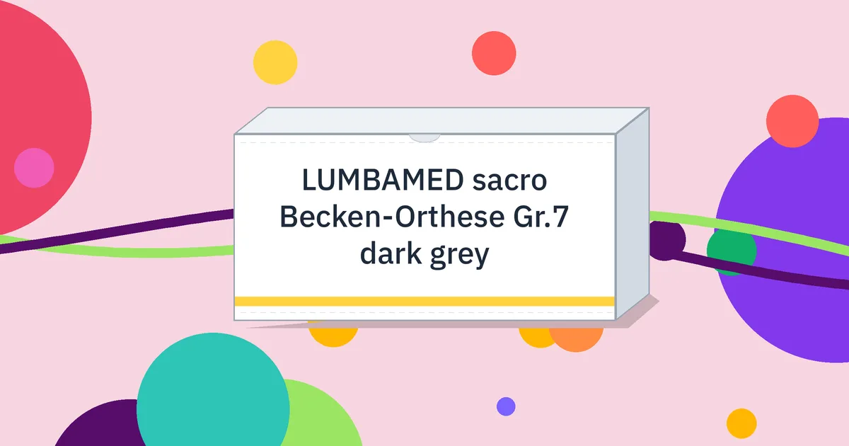 Symbolbild: Packung mit der Aufschrift LUMBAMED sacro Becken-Orthese Gr.7 dark grey (PZN 20520138) – Verfügbarkeit und Bezug in Apotheken in Frankfurt am Main