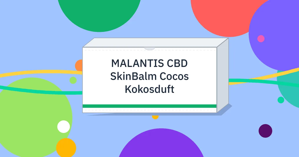 Symbolbild: Packung mit der Aufschrift MALANTIS CBD SkinBalm Cocos Kokosduft (PZN 18221345) – Verfügbarkeit und Bezug in Apotheken in Frankfurt am Main