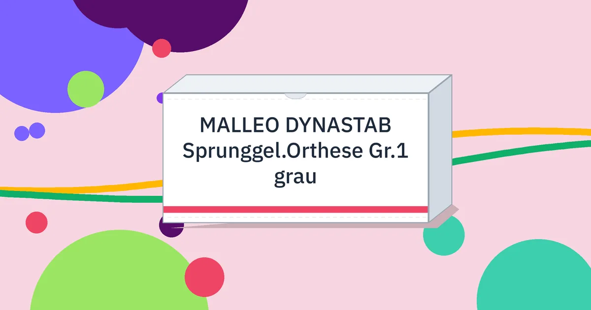 Symbolbild: Packung mit der Aufschrift MALLEO DYNASTAB Sprunggel.Orthese Gr.1 grau (PZN 10928016) – Verfügbarkeit und Bezug in Apotheken in Frankfurt am Main