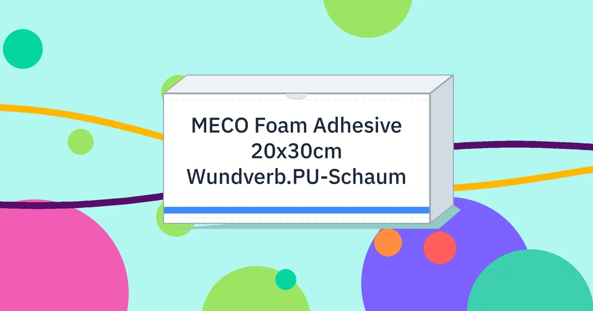 Symbolbild: Packung mit der Aufschrift MECO Foam Adhesive 20x30cm Wundverb.PU-Schaum (PZN 20090583) – Verfügbarkeit und Bezug in Apotheken in Frankfurt am Main