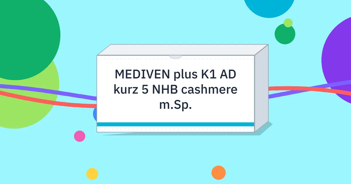 Symbolbild: Packung mit der Aufschrift MEDIVEN plus K1 AD kurz 5 NHB cashmere m.Sp. (PZN 15897705) – Verfügbarkeit und Bezug in Apotheken in Frankfurt am Main