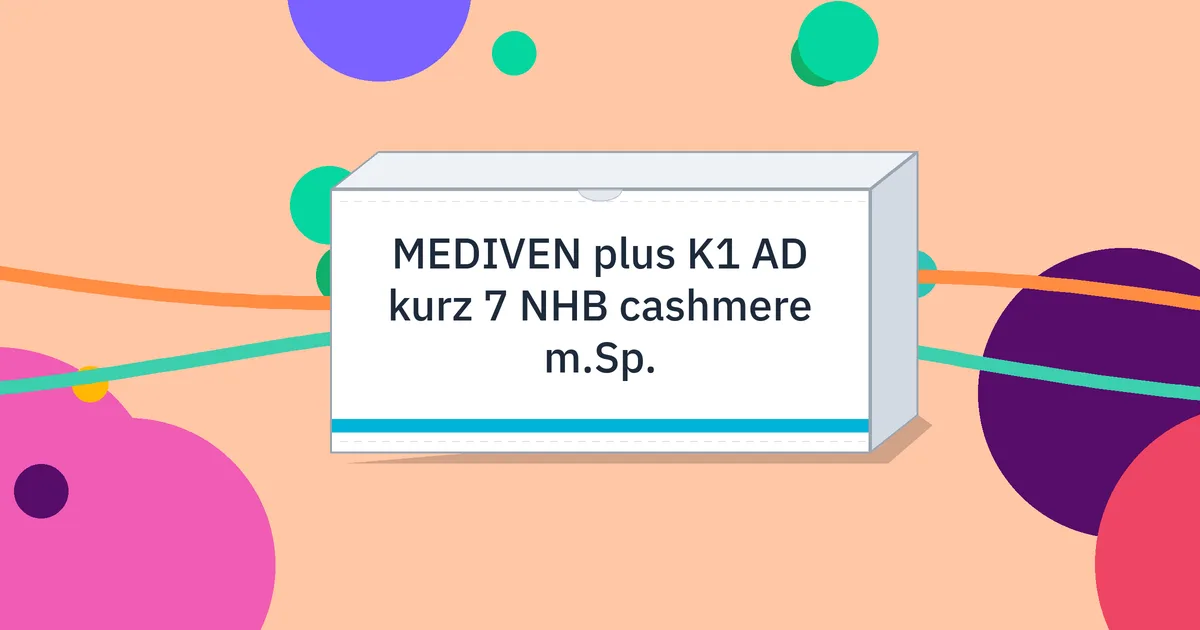 Symbolbild: Packung mit der Aufschrift MEDIVEN plus K1 AD kurz 7 NHB cashmere m.Sp. (PZN 15897728) – Verfügbarkeit und Bezug in Apotheken in Frankfurt am Main