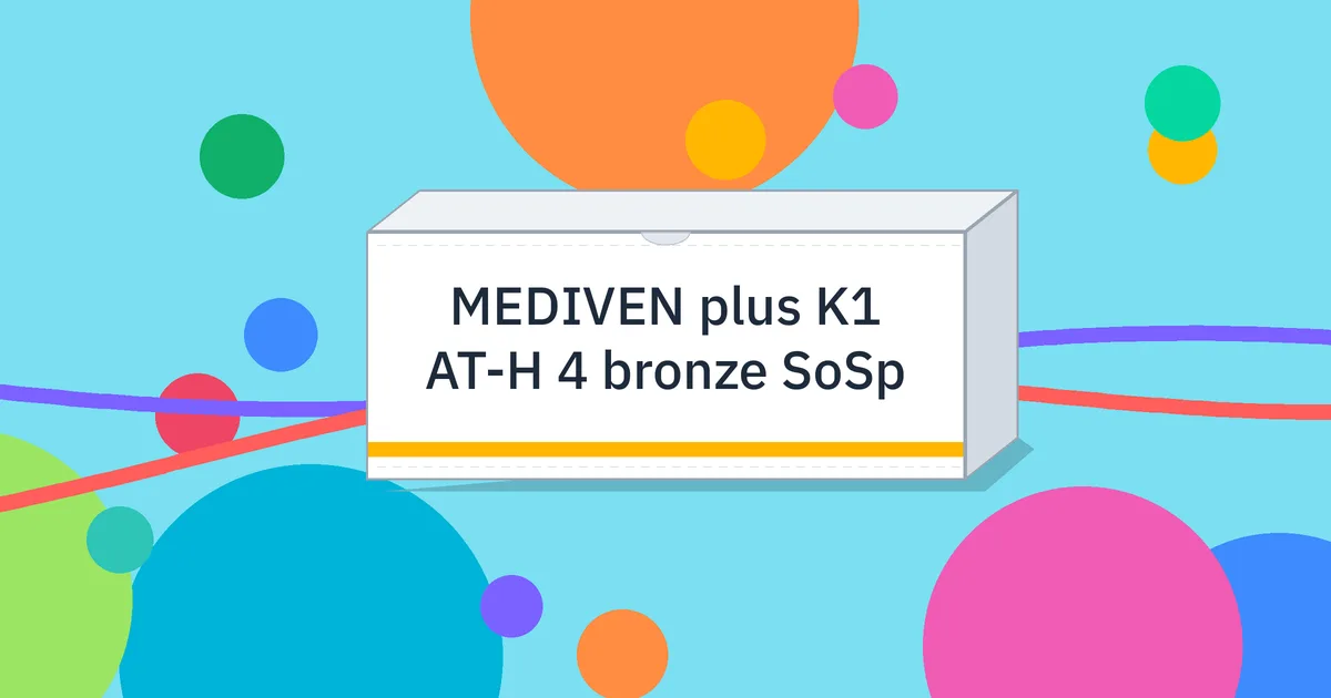 Symbolbild: Packung mit der Aufschrift MEDIVEN plus K1 AT-H 4 bronze SoSp (PZN 15036185) – Verfügbarkeit und Bezug in Apotheken in Frankfurt am Main