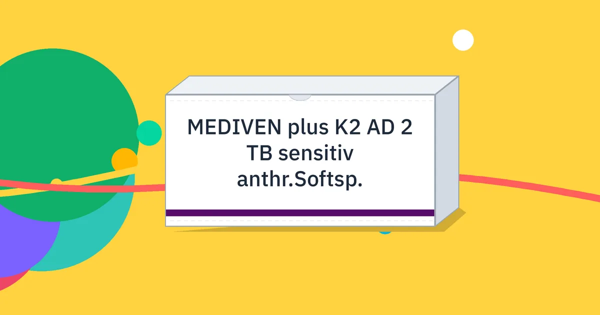 Symbolbild: Packung mit der Aufschrift MEDIVEN plus K2 AD 2 TB sensitiv anthr.Softsp. (PZN 15104633) – Verfügbarkeit und Bezug in Apotheken in Frankfurt am Main