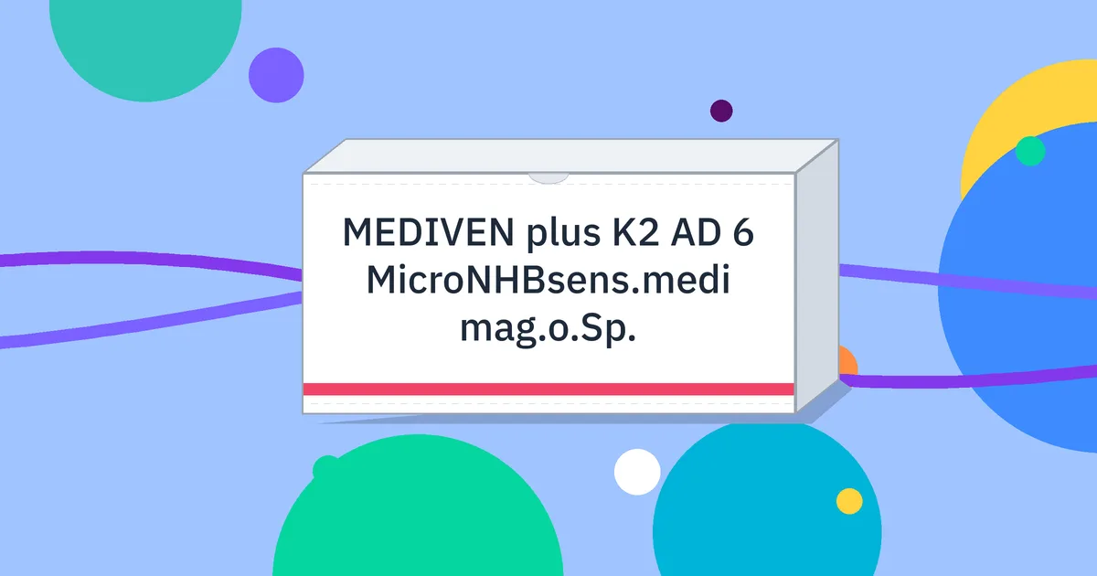 Symbolbild: Packung mit der Aufschrift MEDIVEN plus K2 AD 6 MicroNHBsens.medi mag.o.Sp. (PZN 15932790) – Verfügbarkeit und Bezug in Apotheken in Frankfurt am Main