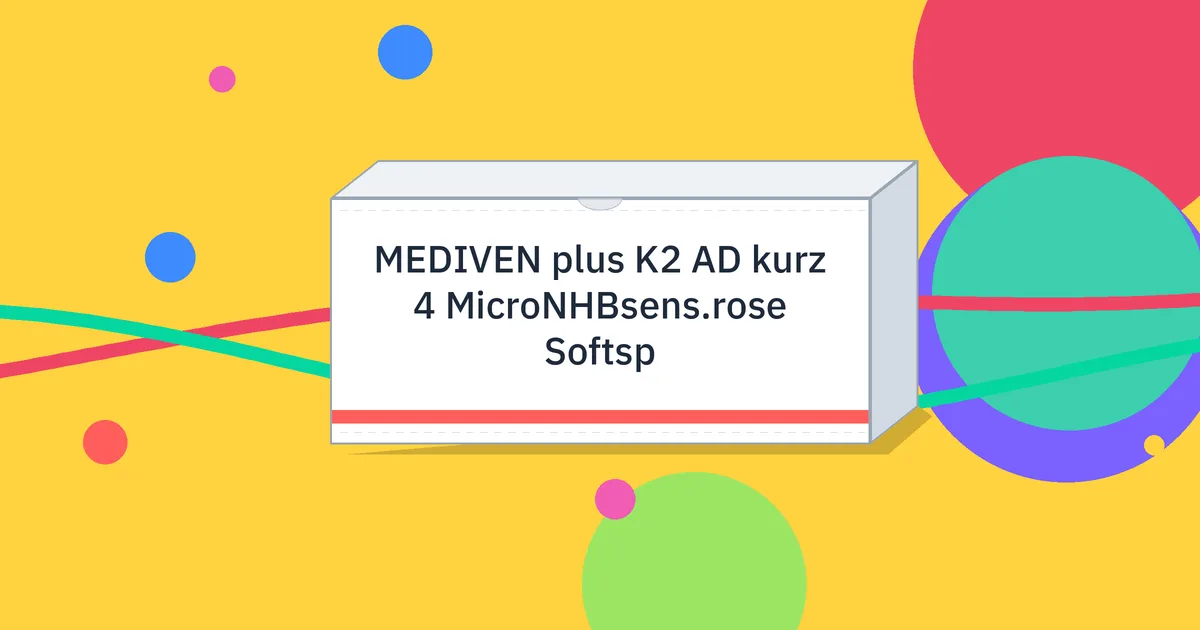 Symbolbild: Packung mit der Aufschrift MEDIVEN plus K2 AD kurz 4 MicroNHBsens.rose Softsp (PZN 15934004) – Verfügbarkeit und Bezug in Apotheken in Frankfurt am Main