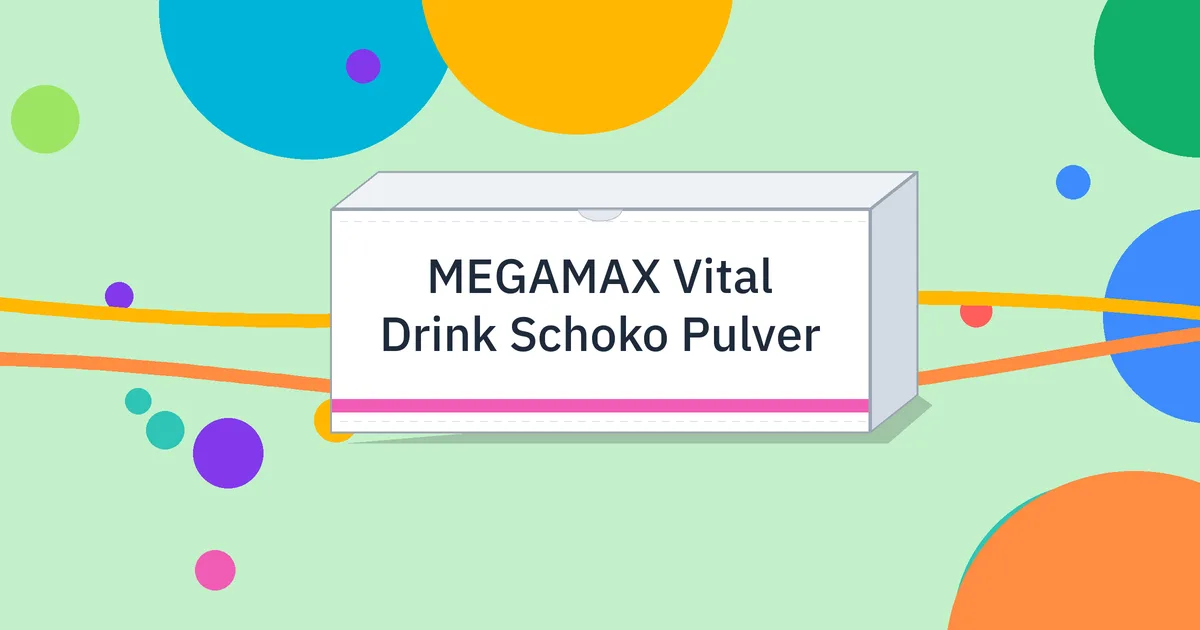 Symbolbild: Packung mit der Aufschrift MEGAMAX Vital Drink Schoko Pulver (PZN 18159534) – Verfügbarkeit und Bezug in Apotheken in Frankfurt am Main
