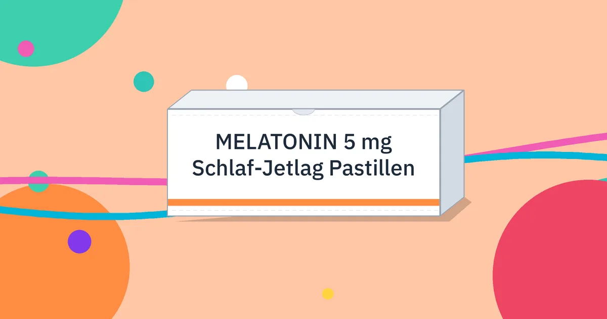Symbolbild: Packung mit der Aufschrift MELATONIN 5 mg Schlaf-Jetlag Pastillen (PZN 01985506) – Verfügbarkeit und Bezug in Apotheken in Frankfurt am Main