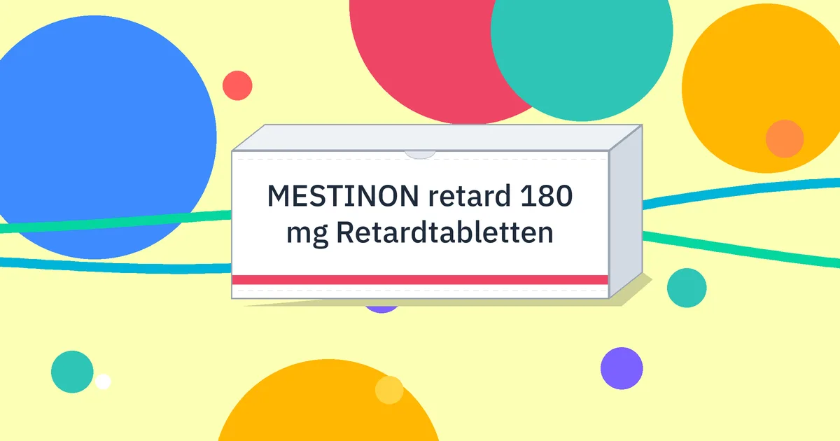 Symbolbild: Packung mit der Aufschrift MESTINON retard 180 mg Retardtabletten (PZN 11690700) – Verfügbarkeit und Bezug in Apotheken in Frankfurt am Main