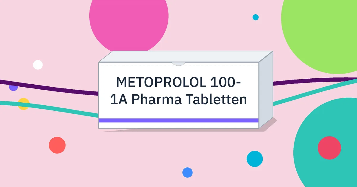 Symbolbild: Packung mit der Aufschrift METOPROLOL 100-1A Pharma Tabletten (PZN 08533919) – Verfügbarkeit und Bezug in Apotheken in Frankfurt am Main