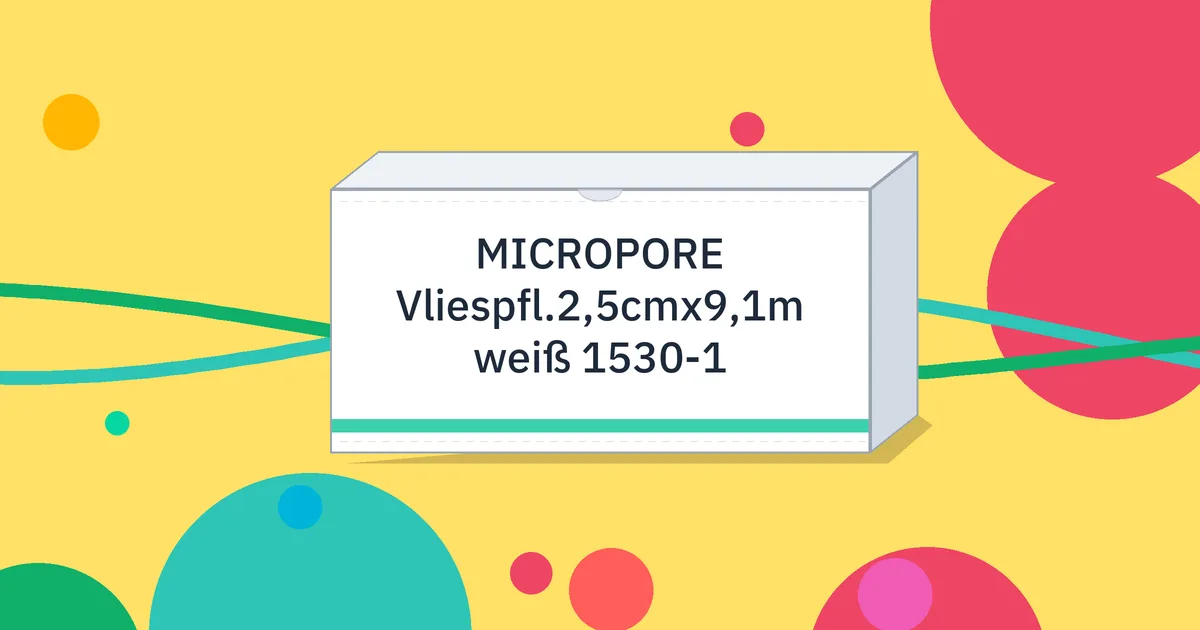 Symbolbild: Packung mit der Aufschrift MICROPORE Vliespfl.2,5cmx9,1m weiß 1530-1 (PZN 12394151) – Verfügbarkeit und Bezug in Apotheken in Frankfurt am Main