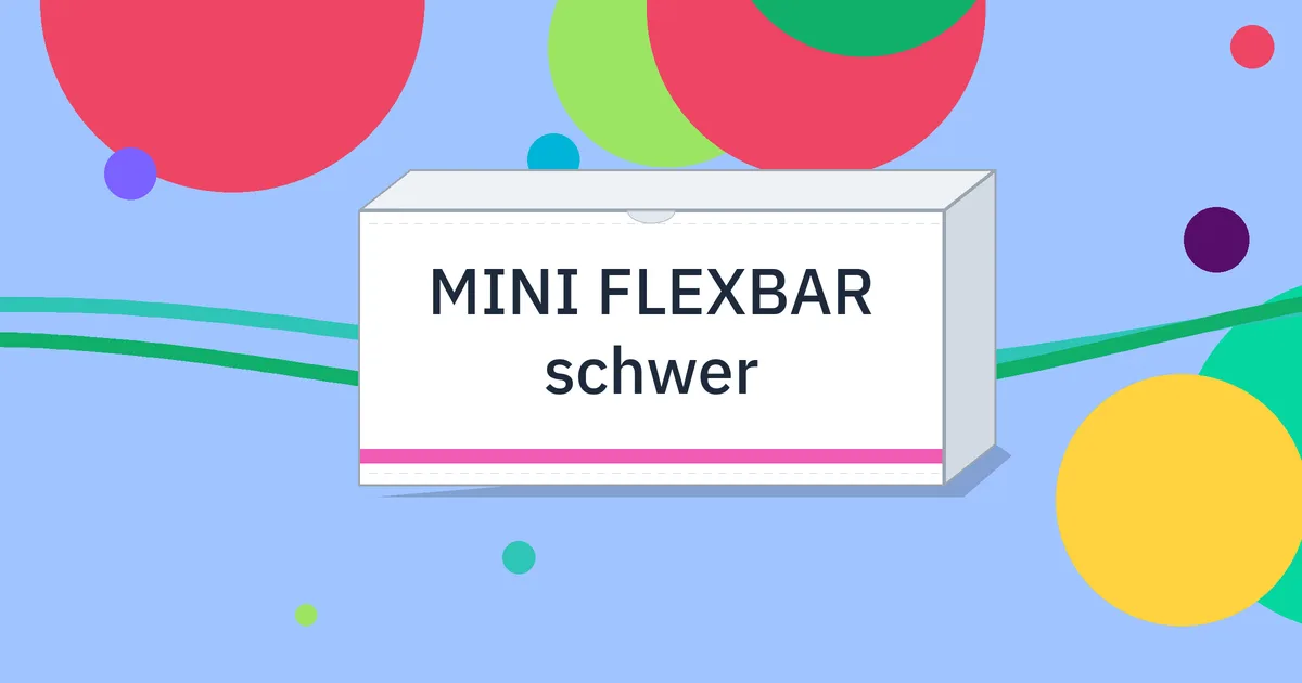 Symbolbild: Packung mit der Aufschrift MINI FLEXBAR schwer (PZN 06428331) – Verfügbarkeit und Bezug in Apotheken in Frankfurt am Main