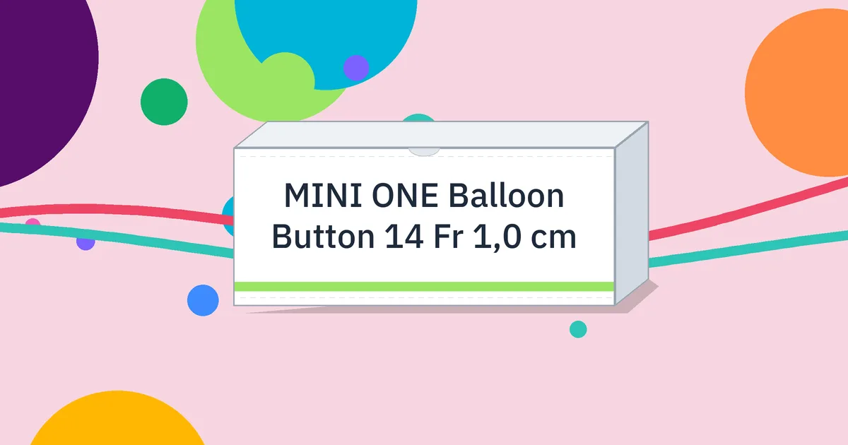 Symbolbild: Packung mit der Aufschrift MINI ONE Balloon Button 14 Fr 1,0 cm (PZN 14341851) – Verfügbarkeit und Bezug in Apotheken in Frankfurt am Main