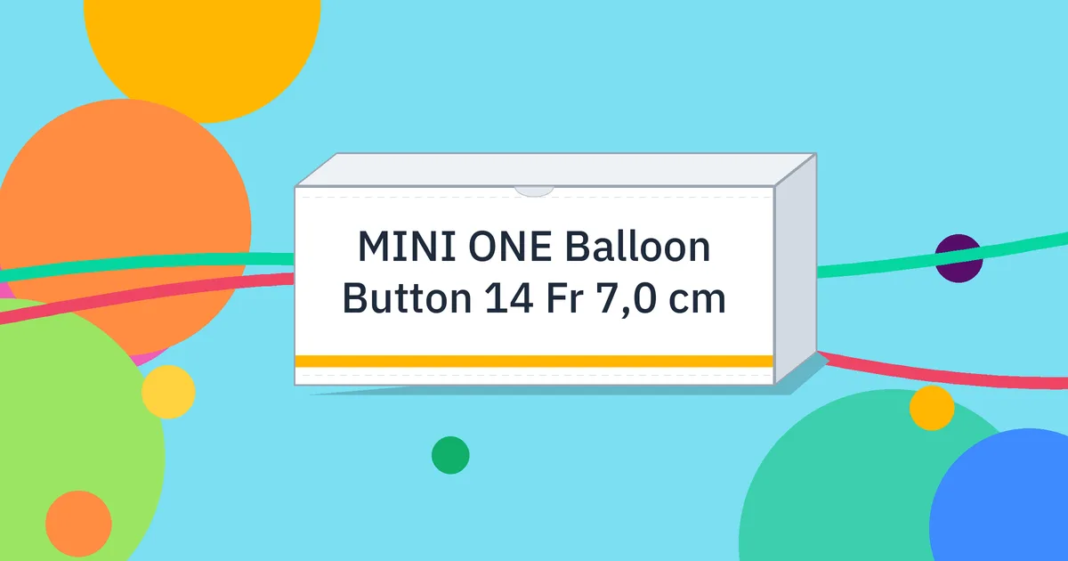 Symbolbild: Packung mit der Aufschrift MINI ONE Balloon Button 14 Fr 7,0 cm (PZN 16240031) – Verfügbarkeit und Bezug in Apotheken in Frankfurt am Main