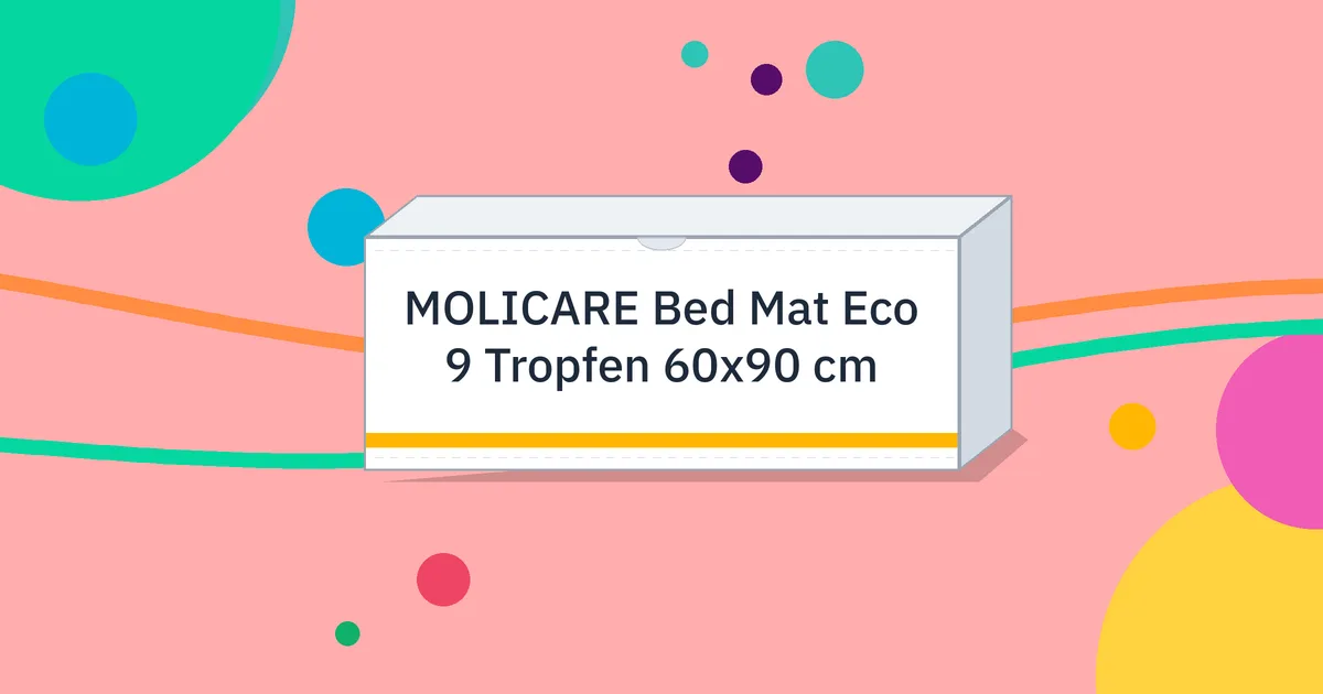 Symbolbild: Packung mit der Aufschrift MOLICARE Bed Mat Eco 9 Tropfen 60x90 cm (PZN 16507155) – Verfügbarkeit und Bezug in Apotheken in Frankfurt am Main