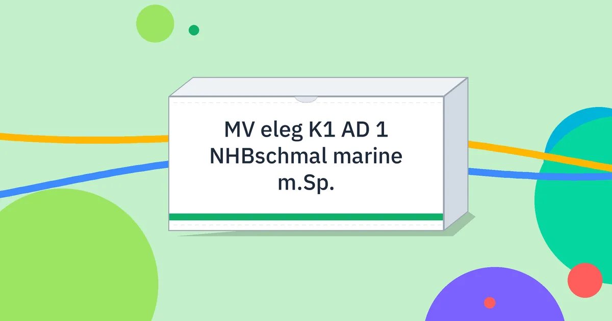 Symbolbild: Packung mit der Aufschrift MV eleg K1 AD 1 NHBschmal marine m.Sp. (PZN 15673963) – Verfügbarkeit und Bezug in Apotheken in Frankfurt am Main