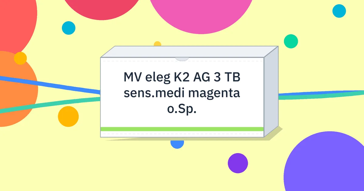 Symbolbild: Packung mit der Aufschrift MV eleg K2 AG 3 TB sens.medi magenta o.Sp. (PZN 14640660) – Verfügbarkeit und Bezug in Apotheken in Frankfurt am Main