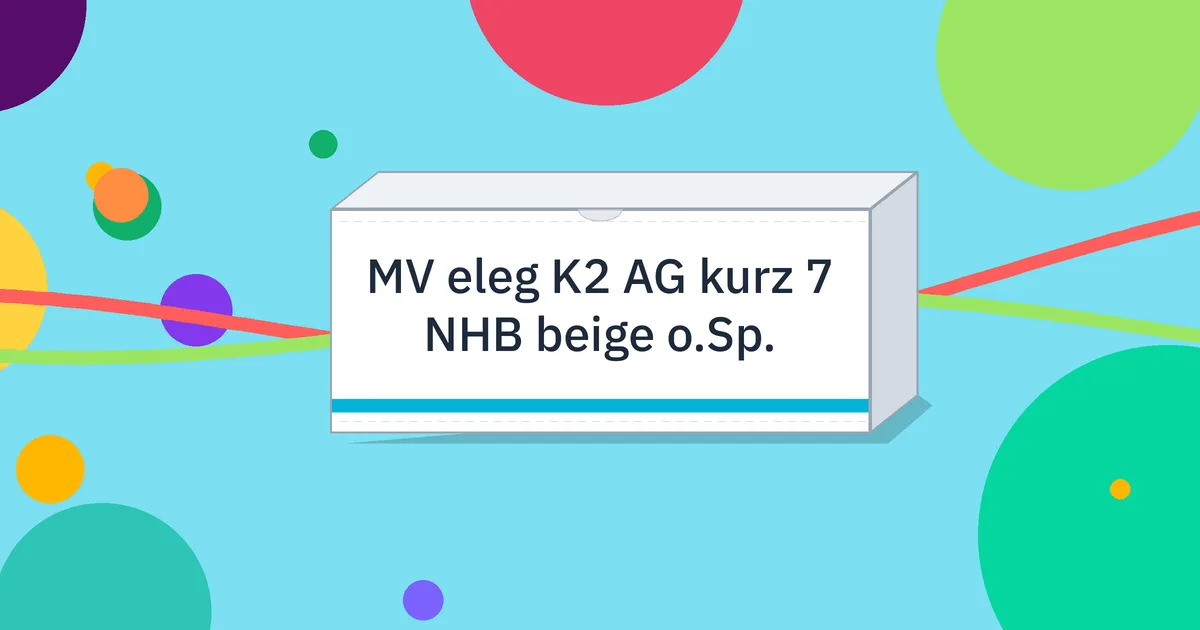 Symbolbild: Packung mit der Aufschrift MV eleg K2 AG kurz 7 NHB beige o.Sp. (PZN 15716721) – Verfügbarkeit und Bezug in Apotheken in Frankfurt am Main