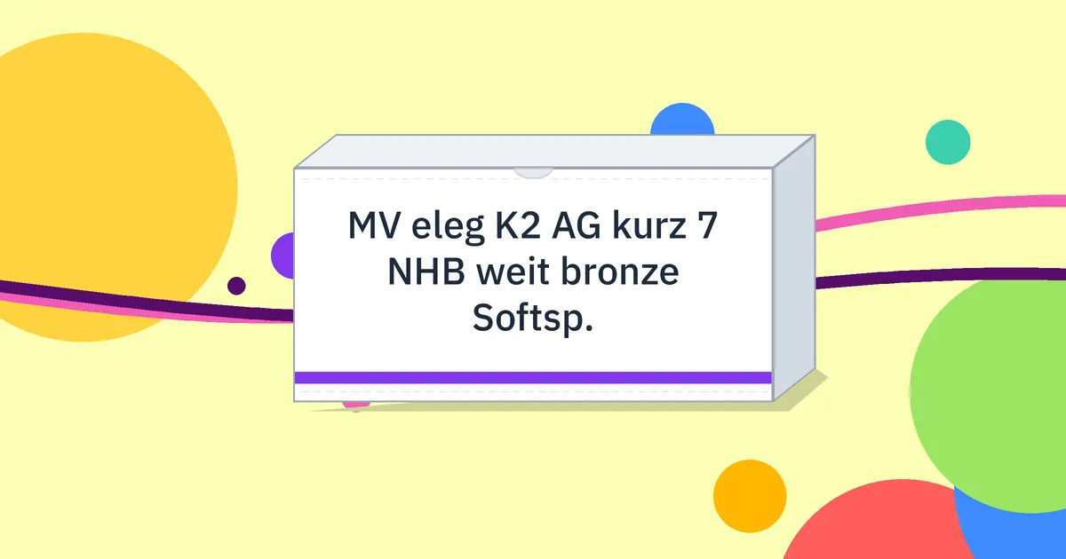 Symbolbild: Packung mit der Aufschrift MV eleg K2 AG kurz 7 NHB weit bronze Softsp. (PZN 15714975) – Verfügbarkeit und Bezug in Apotheken in Frankfurt am Main