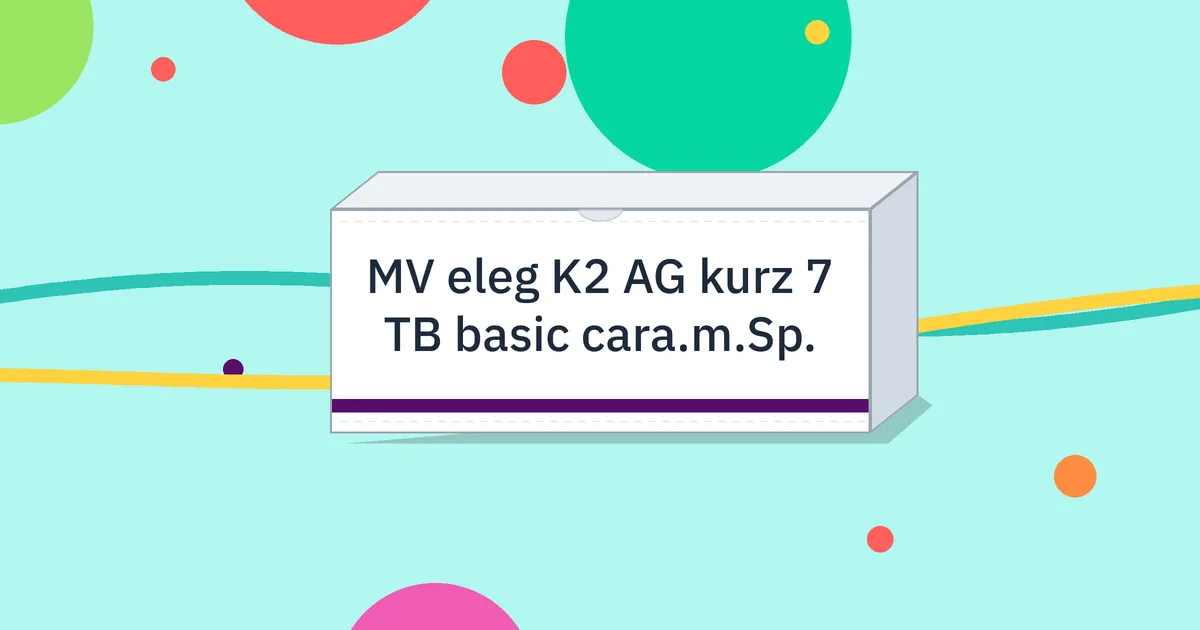 Symbolbild: Packung mit der Aufschrift MV eleg K2 AG kurz 7 TB basic cara.m.Sp. (PZN 00196865) – Verfügbarkeit und Bezug in Apotheken in Frankfurt am Main