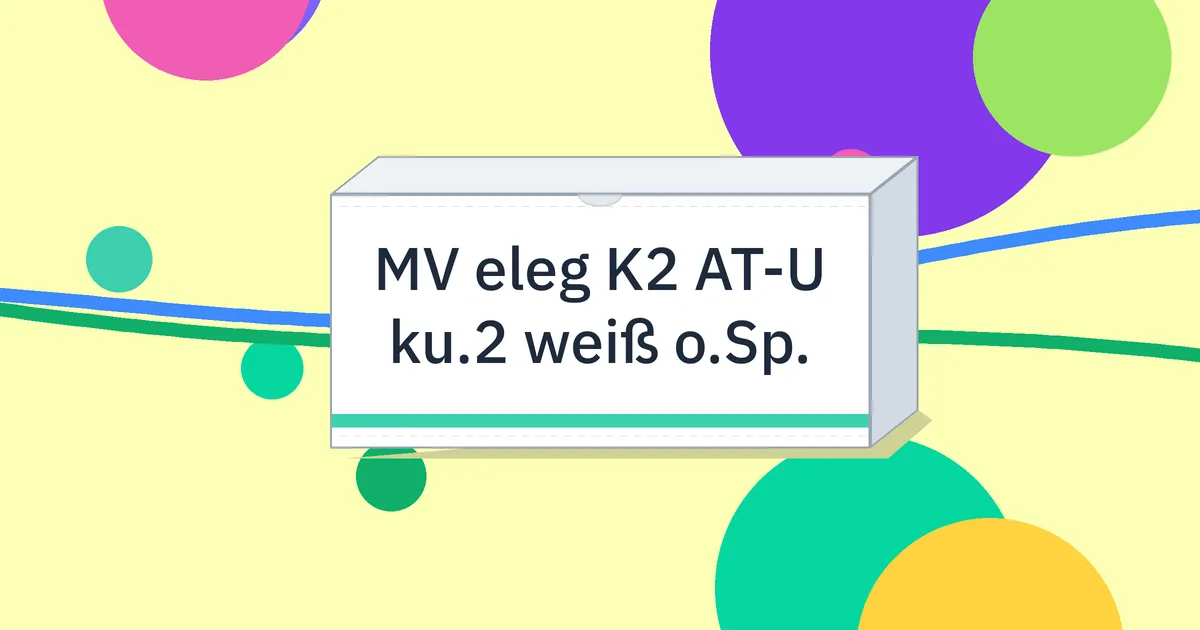 Symbolbild: Packung mit der Aufschrift MV eleg K2 AT-U ku.2 weiß o.Sp. (PZN 00315991) – Verfügbarkeit und Bezug in Apotheken in Frankfurt am Main