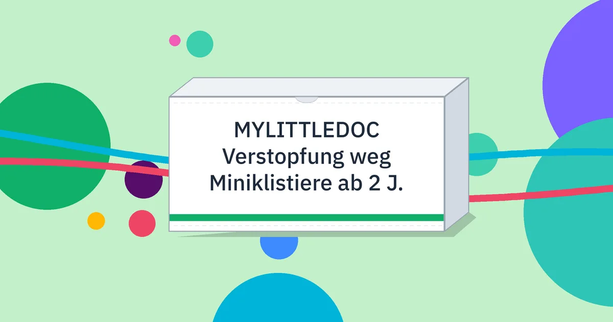 Symbolbild: Packung mit der Aufschrift MYLITTLEDOC Verstopfung weg Miniklistiere ab 2 J. (PZN 17882197) – Verfügbarkeit und Bezug in Apotheken in Frankfurt am Main