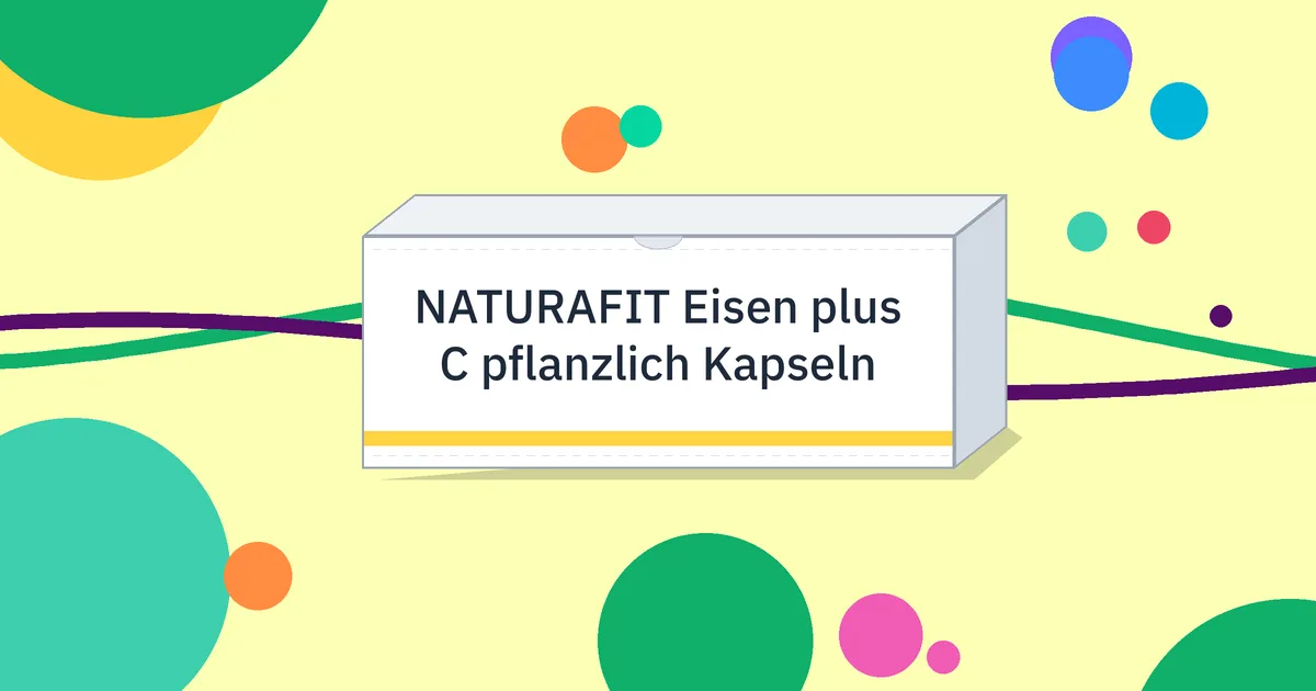Symbolbild: Packung mit der Aufschrift NATURAFIT Eisen plus C pflanzlich Kapseln (PZN 13704688) – Verfügbarkeit und Bezug in Apotheken in Frankfurt am Main