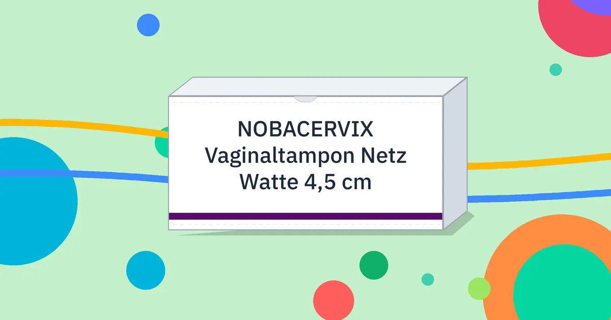 Symbolbild: Packung mit der Aufschrift NOBACERVIX Vaginaltampon Netz Watte 4,5 cm (PZN 16027780) – Verfügbarkeit und Bezug in Apotheken in Frankfurt am Main