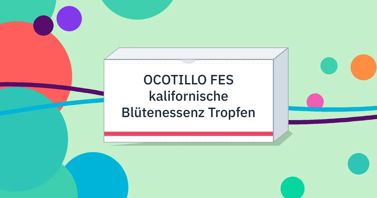 Symbolbild: Packung mit der Aufschrift OCOTILLO FES kalifornische Blütenessenz Tropfen (PZN 18810001) – Verfügbarkeit und Bezug in Apotheken in Frankfurt am Main