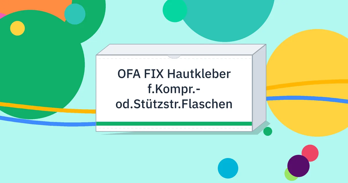 Symbolbild: Packung mit der Aufschrift OFA FIX Hautkleber f.Kompr.- od.Stützstr.Flaschen (PZN 12507589) – Verfügbarkeit und Bezug in Apotheken in Frankfurt am Main