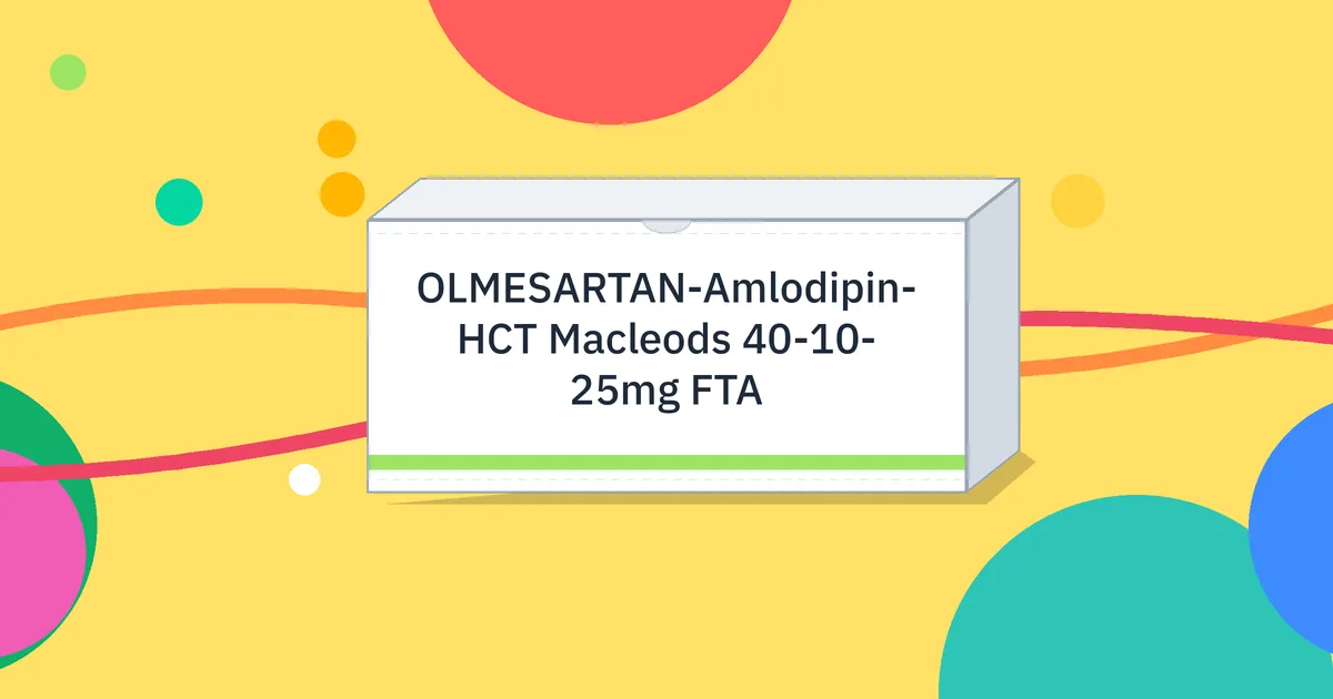 Symbolbild: Packung mit der Aufschrift OLMESARTAN-Amlodipin-HCT Macleods 40-10-25mg FTA (PZN 18314785) – Verfügbarkeit und Bezug in Apotheken in Frankfurt am Main
