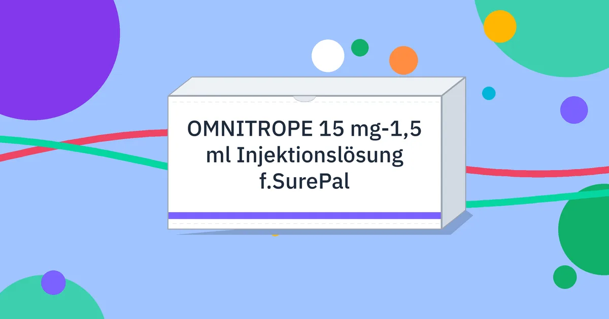 Symbolbild: Packung mit der Aufschrift OMNITROPE 15 mg-1,5 ml Injektionslösung f.SurePal (PZN 10073460) – Verfügbarkeit und Bezug in Apotheken in Frankfurt am Main