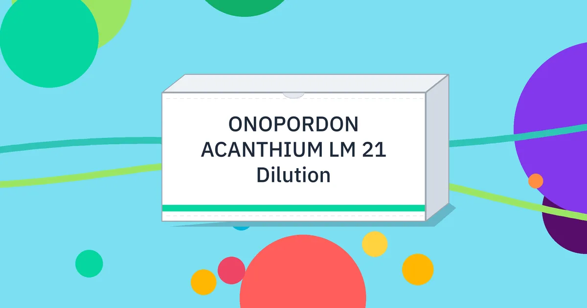 Symbolbild: Packung mit der Aufschrift ONOPORDON ACANTHIUM LM 21 Dilution (PZN 13626250) – Verfügbarkeit und Bezug in Apotheken in Frankfurt am Main