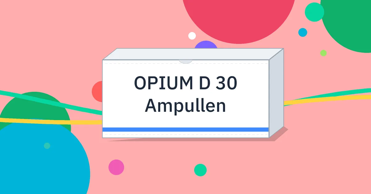 Symbolbild: Packung mit der Aufschrift OPIUM D 30 Ampullen (PZN 11707553) – Verfügbarkeit und Bezug in Apotheken in Frankfurt am Main