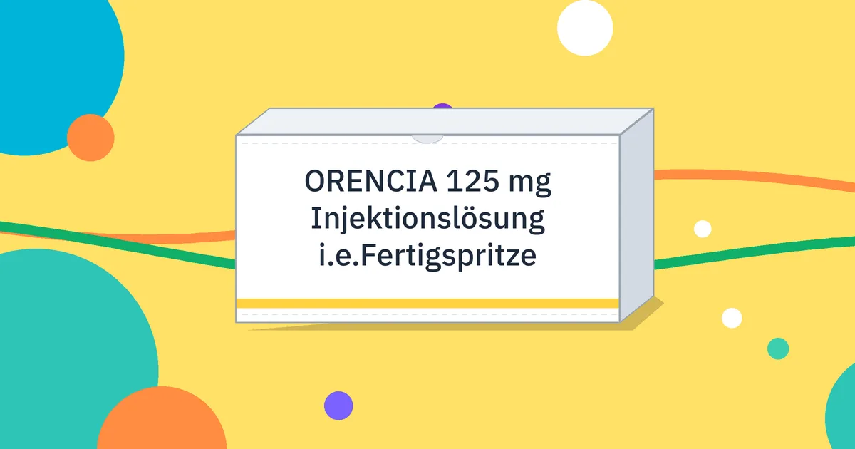 Symbolbild: Packung mit der Aufschrift ORENCIA 125 mg Injektionslösung i.e.Fertigspritze (PZN 16010992) – Verfügbarkeit und Bezug in Apotheken in Frankfurt am Main