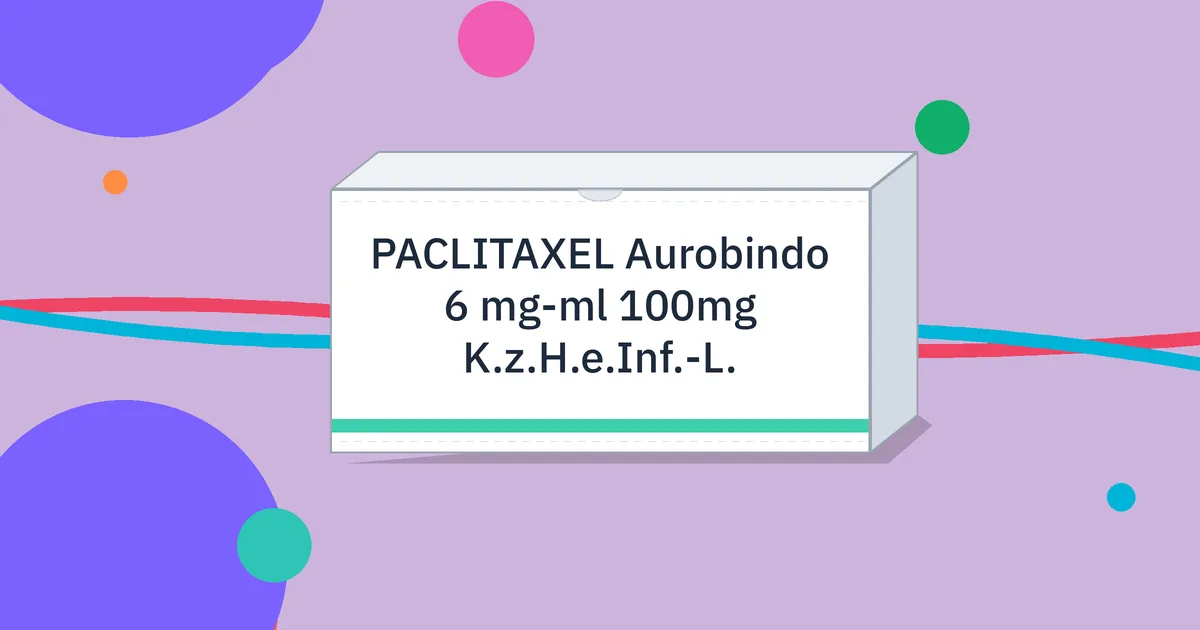 Symbolbild: Packung mit der Aufschrift PACLITAXEL Aurobindo 6 mg-ml 100mg K.z.H.e.Inf.-L. (PZN 19377345) – Verfügbarkeit und Bezug in Apotheken in Frankfurt am Main