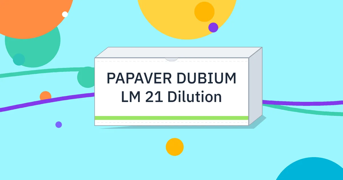 Symbolbild: Packung mit der Aufschrift PAPAVER DUBIUM LM 21 Dilution (PZN 13630895) – Verfügbarkeit und Bezug in Apotheken in Frankfurt am Main