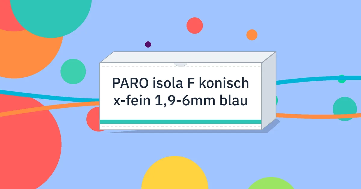 Symbolbild: Packung mit der Aufschrift PARO isola F konisch x-fein 1,9-6mm blau (PZN 17372970) – Verfügbarkeit und Bezug in Apotheken in Frankfurt am Main