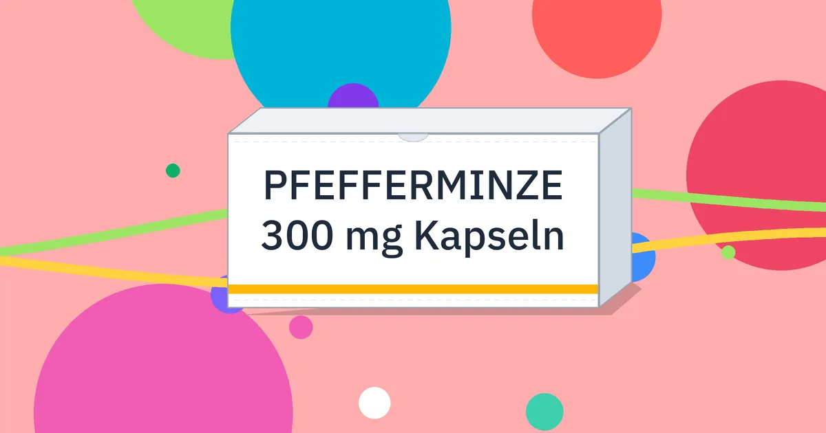 Symbolbild: Packung mit der Aufschrift PFEFFERMINZE 300 mg Kapseln (PZN 17192423) – Verfügbarkeit und Bezug in Apotheken in Frankfurt am Main