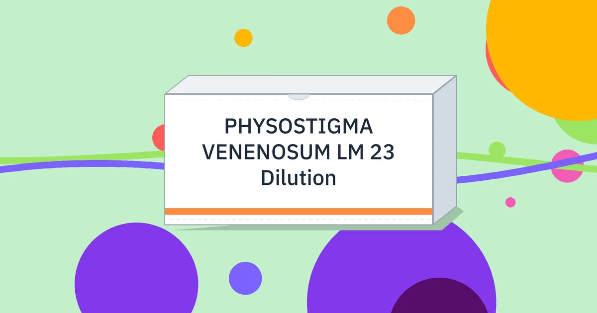 Symbolbild: Packung mit der Aufschrift PHYSOSTIGMA VENENOSUM LM 23 Dilution (PZN 13035477) – Verfügbarkeit und Bezug in Apotheken in Frankfurt am Main