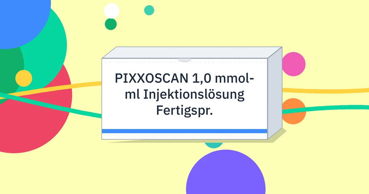 Symbolbild: Packung mit der Aufschrift PIXXOSCAN 1,0 mmol-ml Injektionslösung Fertigspr. (PZN 18456456) – Verfügbarkeit und Bezug in Apotheken in Frankfurt am Main