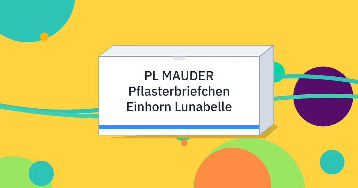 Symbolbild: Packung mit der Aufschrift PL MAUDER Pflasterbriefchen Einhorn Lunabelle (PZN 19435189) – Verfügbarkeit und Bezug in Apotheken in Frankfurt am Main