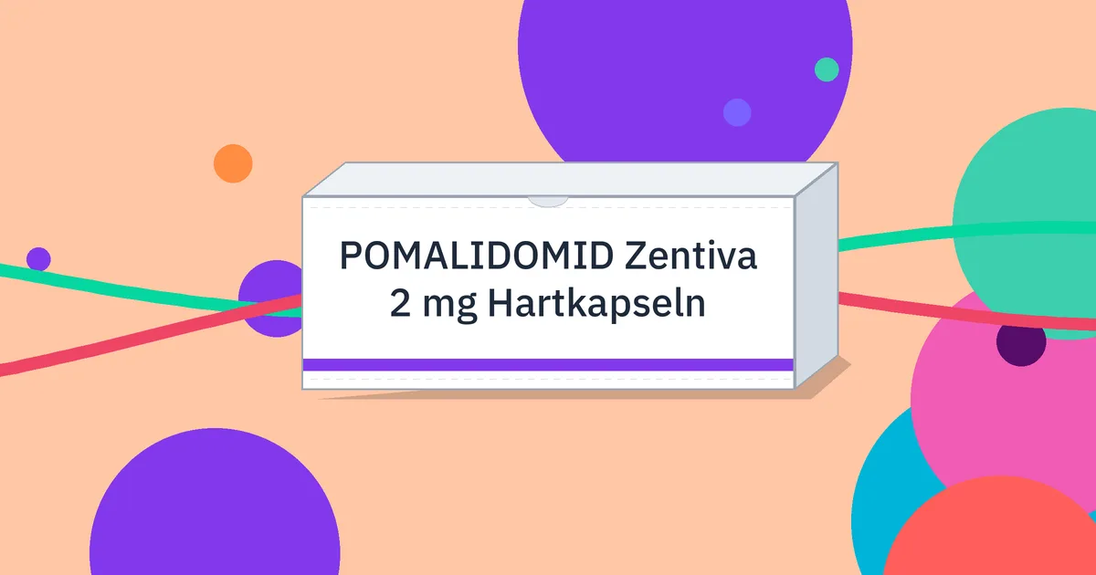 Symbolbild: Packung mit der Aufschrift POMALIDOMID Zentiva 2 mg Hartkapseln (PZN 18746875) – Verfügbarkeit und Bezug in Apotheken in Frankfurt am Main