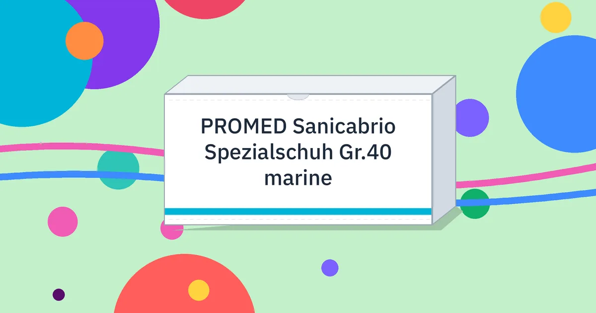 Symbolbild: Packung mit der Aufschrift PROMED Sanicabrio Spezialschuh Gr.40 marine (PZN 19274361) – Verfügbarkeit und Bezug in Apotheken in Frankfurt am Main